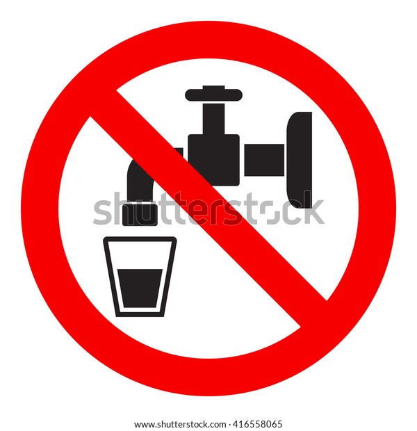 Do not drink water sign, isolated on white background, vector illustration.