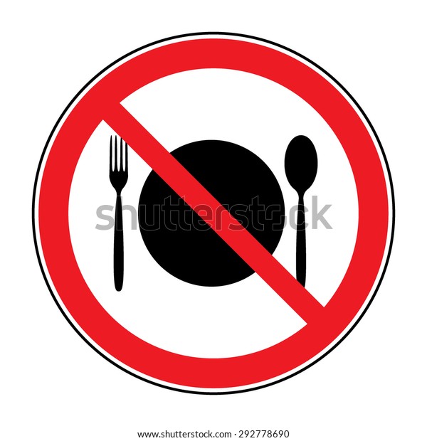 Do not eat icon. Cutlery symbol. Knife and fork. No food sign. Red ...