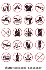 Do Not Signs Set Black White: vector de stock (libre de regalías ...
