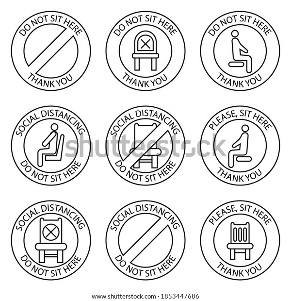 Do Not Sit Signs Forbidden Icons Stock Vector (Royalty Free) 1853447686 ...
