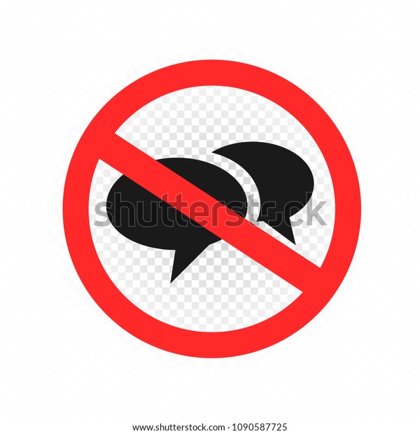 Do not talk sign icon on white transparent background. No communication ...