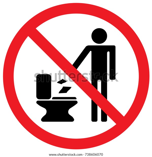 Do Not Throw Paper In The Toilet Sign. Vector.