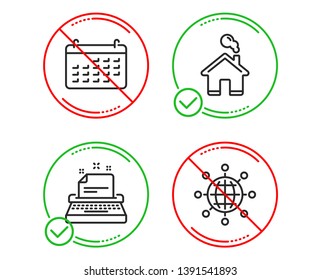 Vektor Stok Do Stop Calendar Home Typewriter Icons (Tanpa Royalti ...