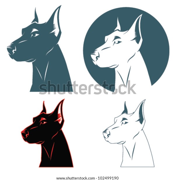 Doberman Dog Head Vector Illustration Stock Vector (Royalty Free) 102499190