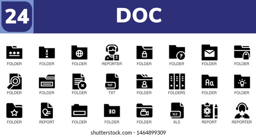 Doc Icon Set 24 Filled Doc Stock Vector (Royalty Free) 1464899309 ...