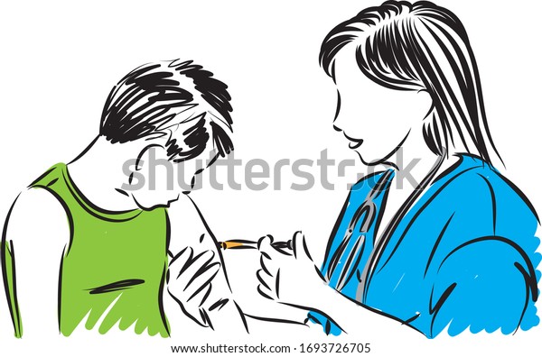 Doctor Applying Young Boy Injection Medical Stock Vector (Royalty Free ...