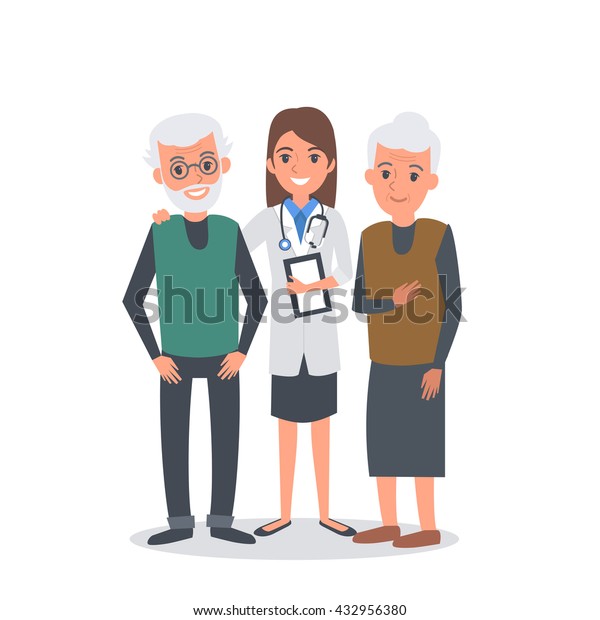 Doctor Elderly Patients Vector Concept Illustration Stock Vector ...