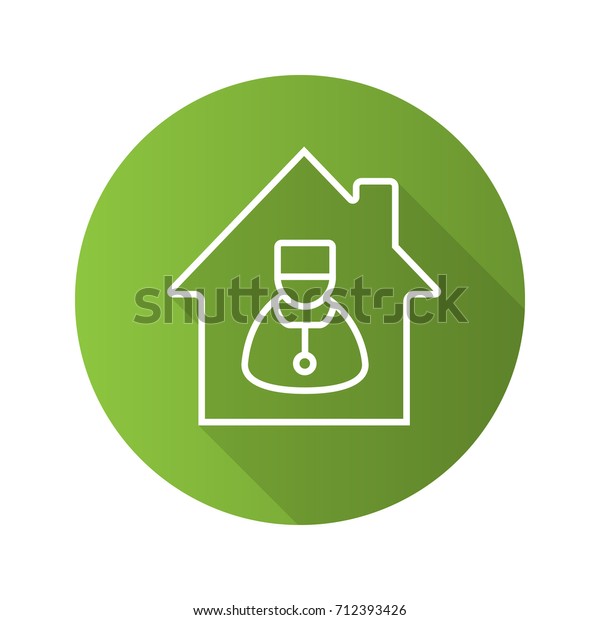Doctor Home Visit Flat Linear Long Stock Vector (Royalty Free ...