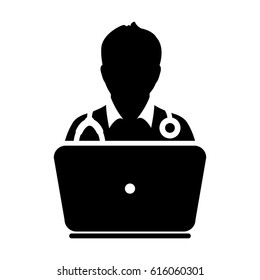 Doctor Icon Laptop Computer Avatar On: เวกเตอร์สต็อก (ปลอดค่าลิขสิทธิ์ ...