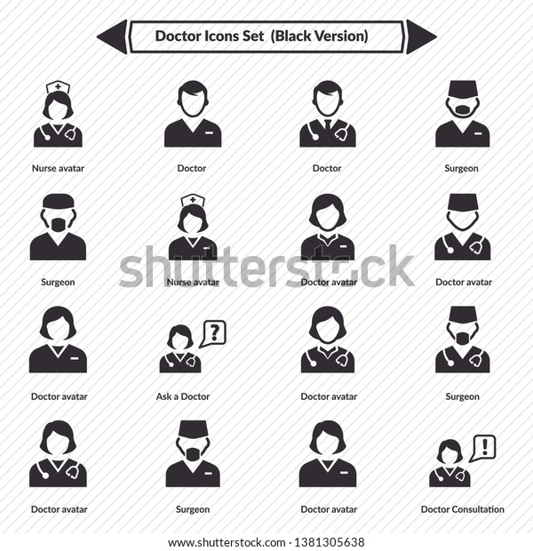 Doctor Icon Set Black Version Stock Vector (Royalty Free) 1381305638 ...