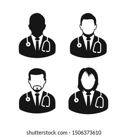 Doctor Icon Set Flat Style Vector Stock Vector (Royalty Free ...