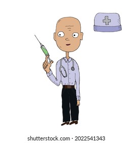 Doctor Injection Vector Illustration Isolated Coloring Stock Vector ...