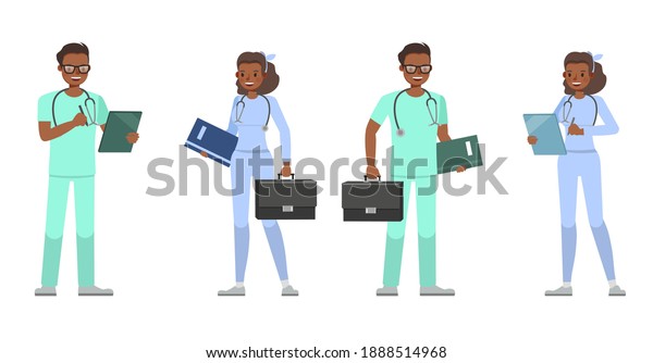 Vektor Stok Doctor People Working Character Vector Design (Tanpa ...