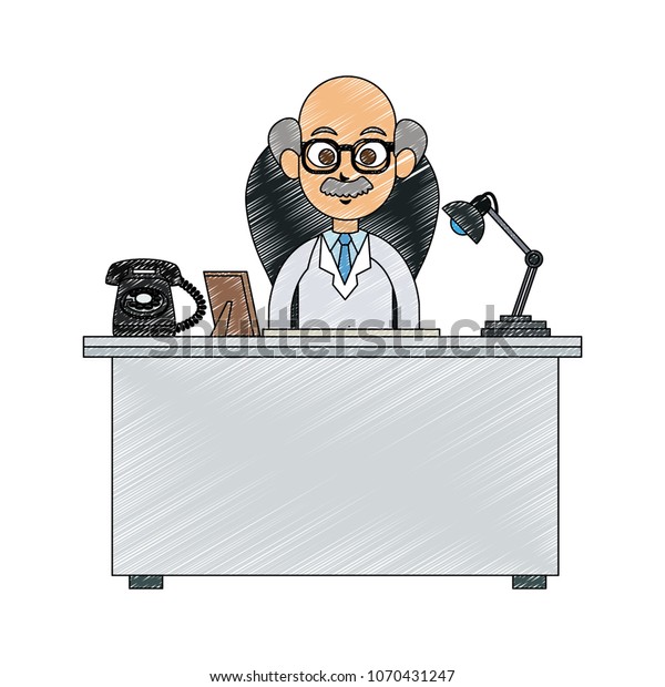 Doctor Seated Office Scribble Stock Vector (Royalty Free) 1070431247 ...