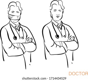 Vektor Stok Doctor Simple Line Art Vector Illustration (Tanpa Royalti ...