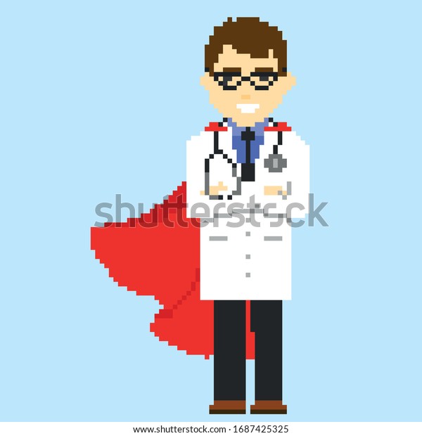 Doctor Superhero Vector Illustration Pixel Art Stock Vector (Royalty ...
