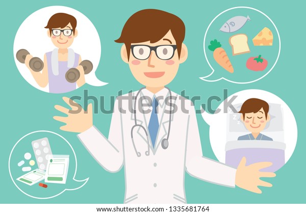 Doctor Talk About Healthy Doing Wellness Stock Vector (Royalty Free ...