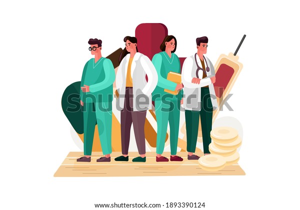 Doctor Team Vector Illustration Concept Flat: เวกเตอร์สต็อก (ปลอดค่า ...