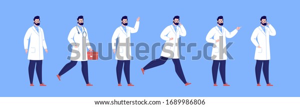 Doctor Various Poses Character Design Set Stock Vector (Royalty Free ...