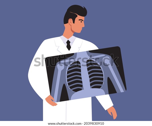 Doctor Xray Lungs Flat Vector Stock Stock Vector (Royalty Free ...