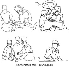 Doctors Set Outline Drawings Stock Vector (Royalty Free) 1064378081 ...