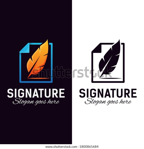 Document Feather Signature Logo Design Vector Stock Vector (Royalty ...