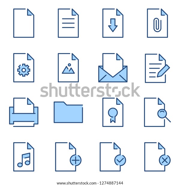 Document Icons Pack Isolated Document Symbols: เวกเตอร์สต็อก (ปลอดค่า ...