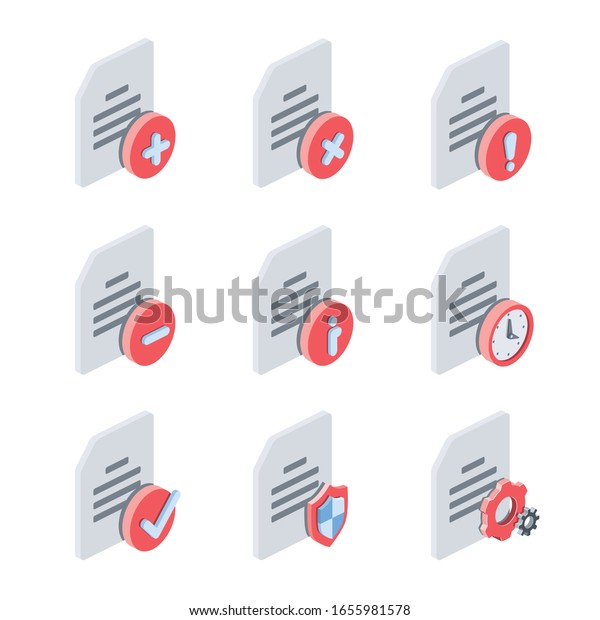Documents Set Vector 3d Isometric Color Stock Vector (Royalty Free ...