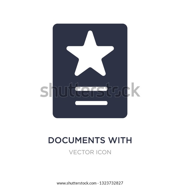 Documents Star Icon On White Background: vector de stock (libre de ...