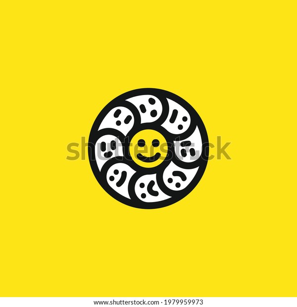 Doddle Emoji Emoticons Circle Simple Cute Stock Vector (Royalty Free ...
