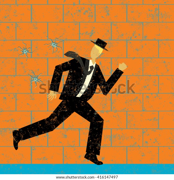 Dodging Bullets a Business Man Running Stock Vector (Royalty Free ...