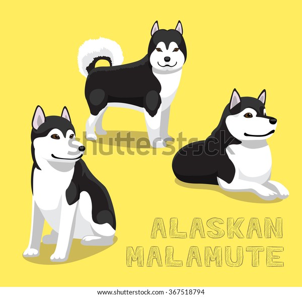 Dog Alaskan Malamute Cartoon Vector Illustration 스톡 벡터(로열티 프리) 367518794