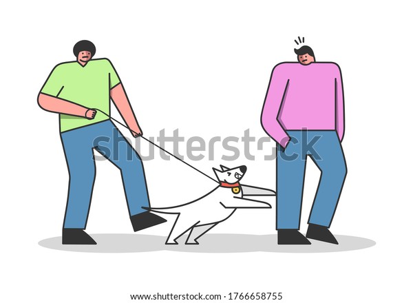 Dog Attacking Man During Walk Owner Stock Vector (Royalty Free ...