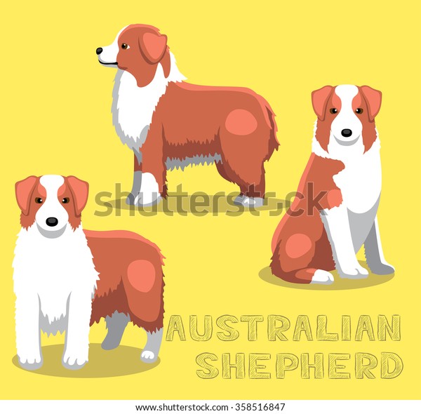 Dog Australian Shepherd Cartoon Vector Illustration 스톡 벡터(로열티 프리) 358516847