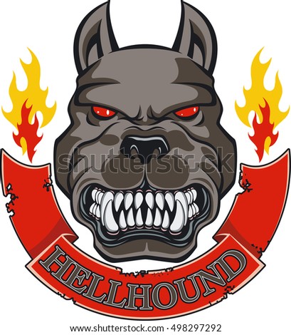 Dog Banner Text Hell Hound Flames Stock Vector (Royalty Free) 498297292 ...
