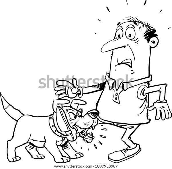 Dog Bites Mans Leg Stock Vector (Royalty Free) 1007958907
