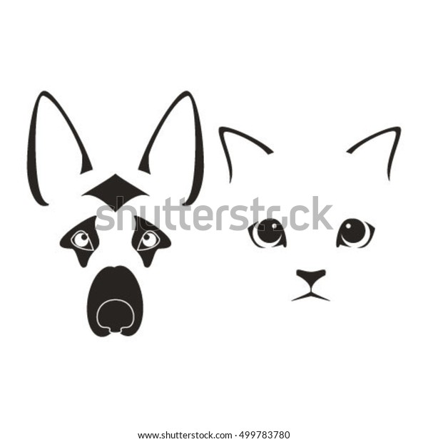 perro, gato, ilustración vectorial: vector de stock (libre de regalías ...