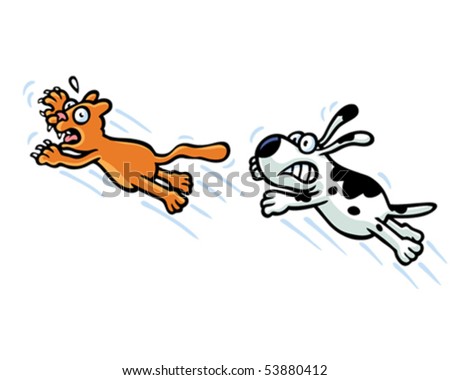 Dog Chasing Cat Stock Vector (Royalty Free) 53880412 - Shutterstock