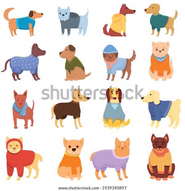 Dog Clothes Icons Set Cartoon Set Stock Vector (Royalty Free ...