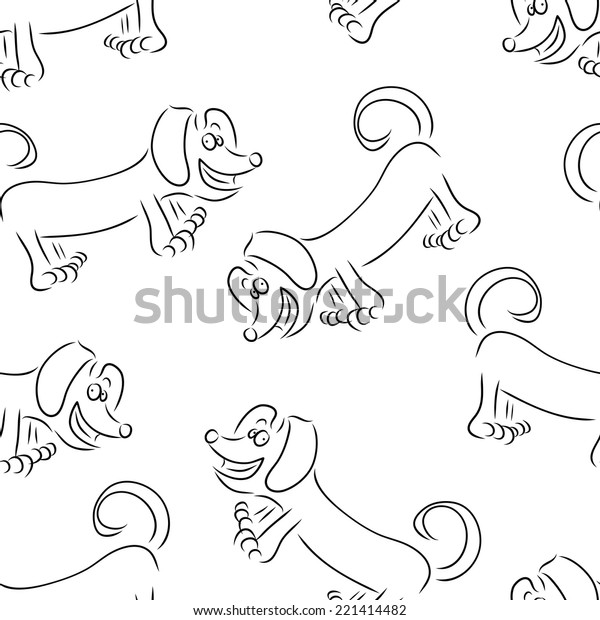 Dog Dachshund Outline Seamless Vector Pattern Stock Vector (Royalty ...