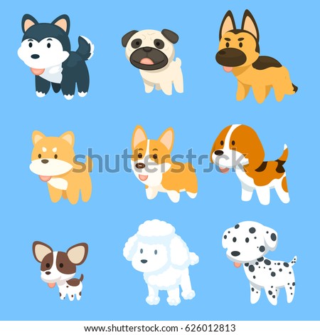 Dog Flat Design Set 스톡 벡터(사용료 없음) 626012813 - Shutterstock