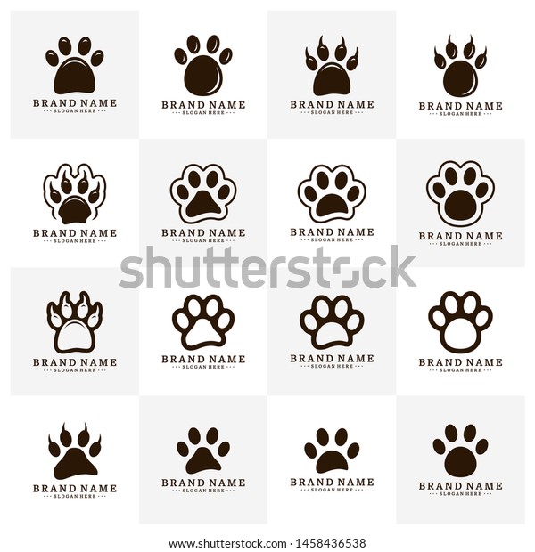 Dog Foot Logo Design Vector Template Stock Vector (Royalty Free ...
