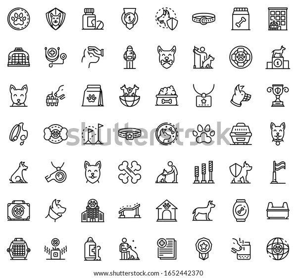 Dog Handler Icons Set Outline Set Stock Vector (Royalty Free ...