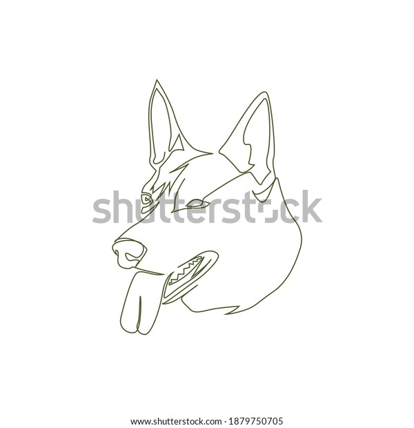 Dog Head Line Art Vector Drawing Stock Vector (Royalty Free) 1879750705