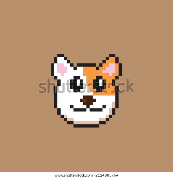Vektor Stok Dog Head Pixel Art Style (Tanpa Royalti) 2124885764 ...