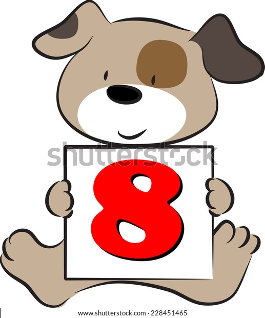 Dog Holding Card Number 8 Stock Vector (Royalty Free) 228451465