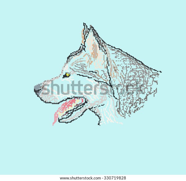 Dog Husky Head Pixel Art Style Stock Vector (Royalty Free) 330719828 ...