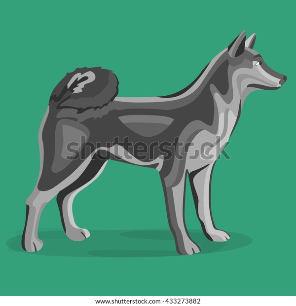 Dog Illustration Huskies Green Background Stock Vector (Royalty Free ...