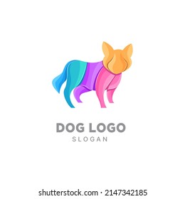 Dog Logo Design Gradient Colorful Template Stock Vector (Royalty Free ...