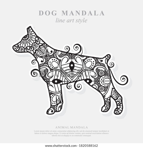 Dog Mandala Vector Line Art Style Stock Vector (Royalty Free) 1820588162